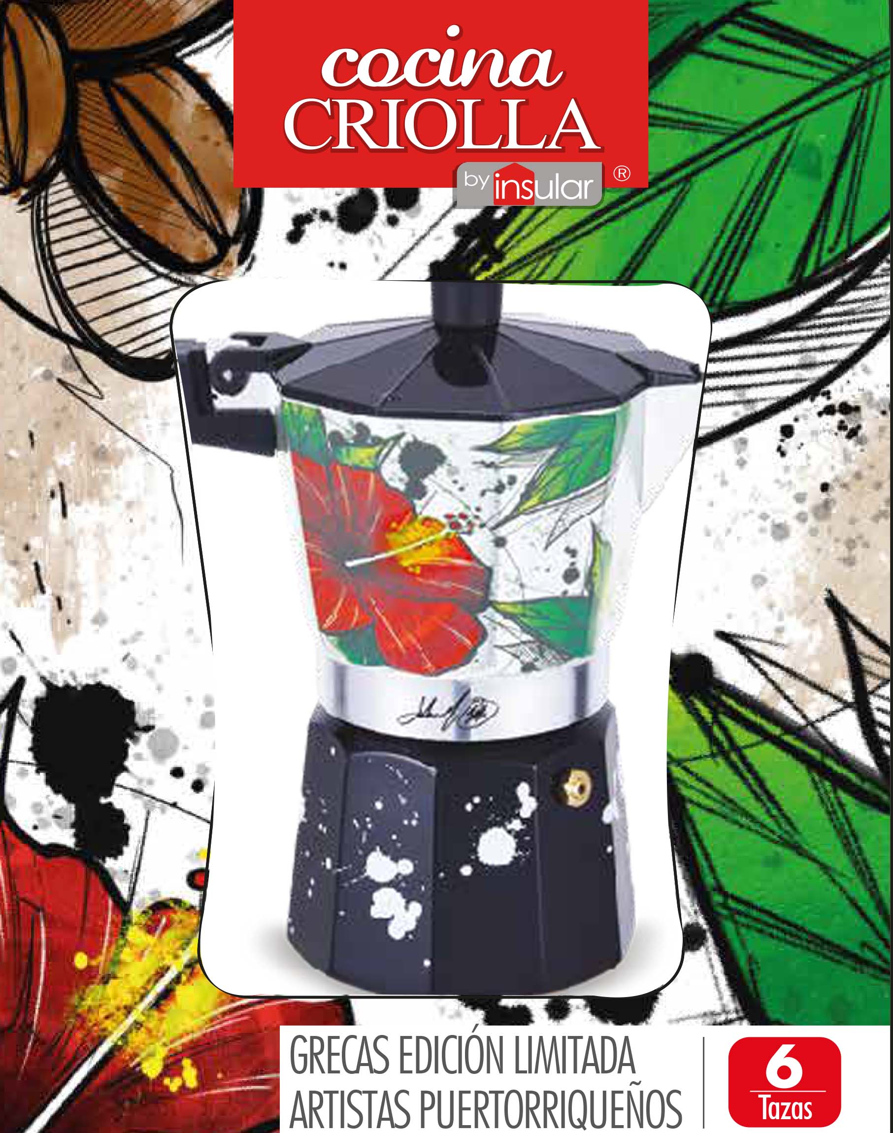 "Boricua" Design - Moka Pots (Greca) - Puerto Rican Artist - Pepe Ganga ...