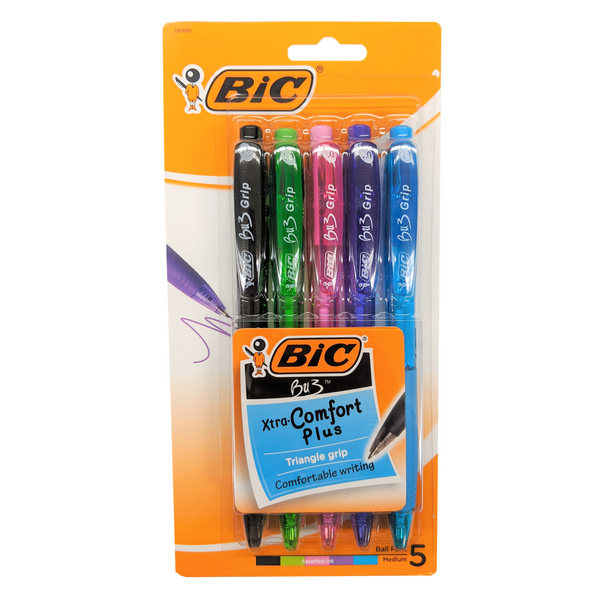 Bic Xtra-Comfort Plus Triangle Grip 5ct - Black or Multicolor - Pepe ...