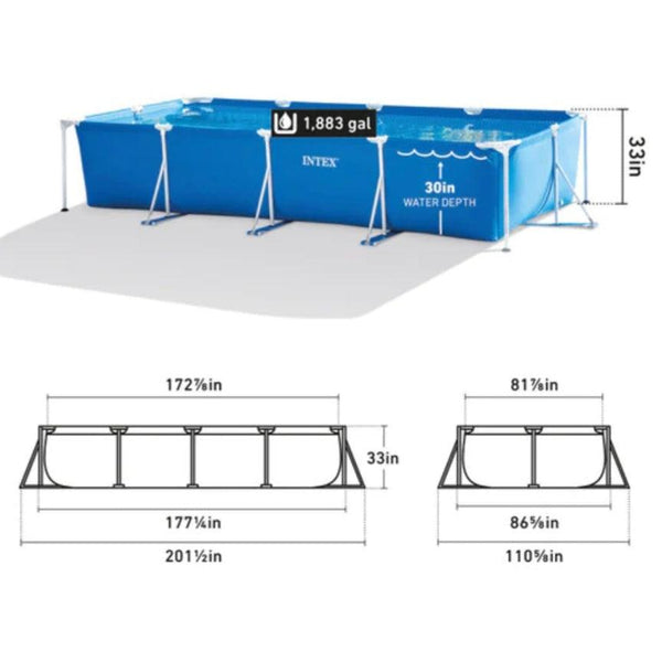 Intex Rectangular Frame Above Ground Pool - 14' 9¼" x 7' 2⅝" x 33 ...