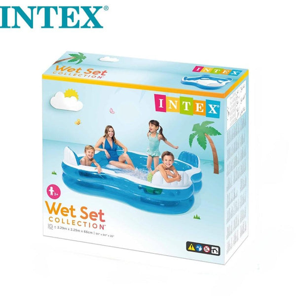 Intex Swim Center® Square Inflatable Family Lounge Pool with 4 Built-I ...