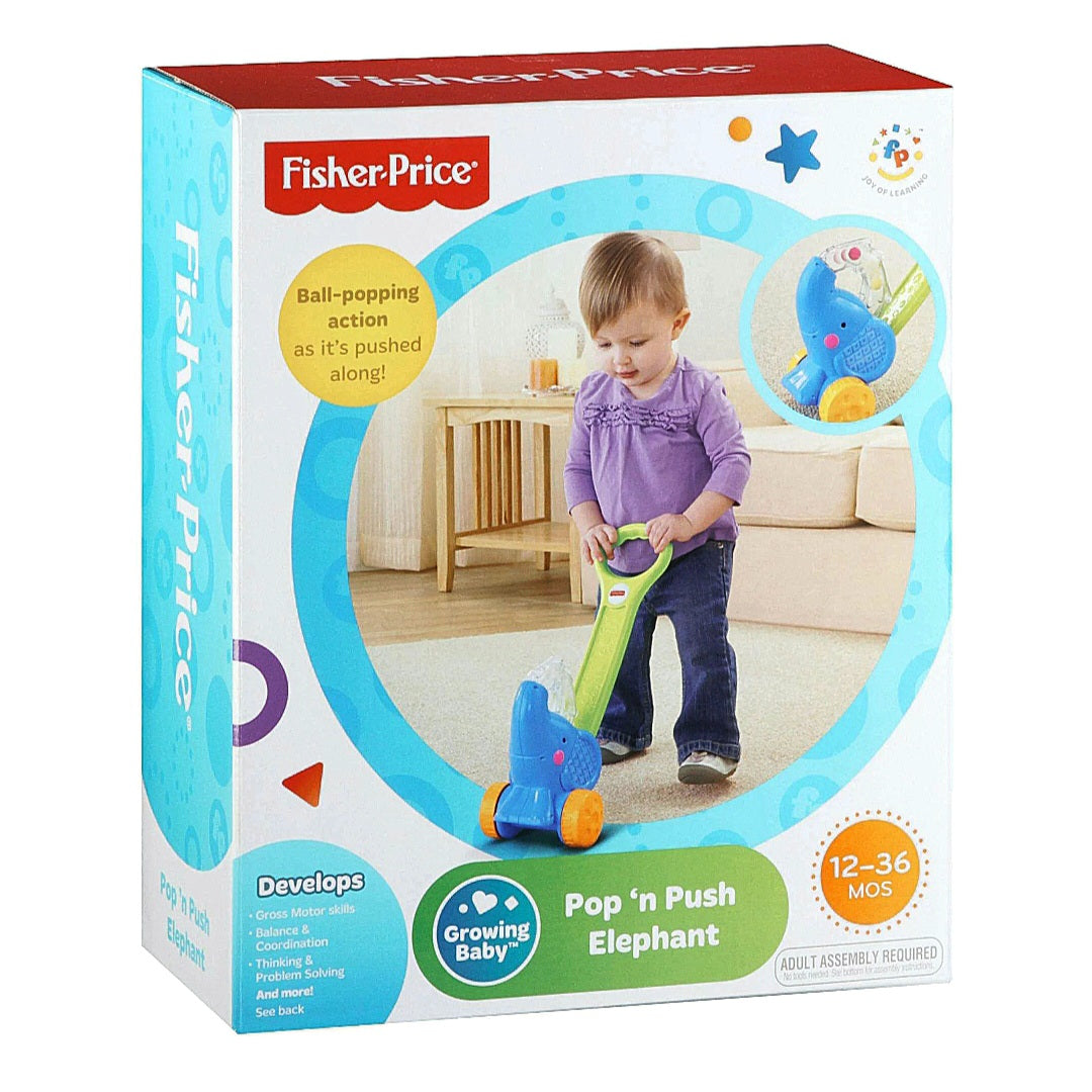 Home Educational Toys Fisher Price Pop'n Push Elephant
