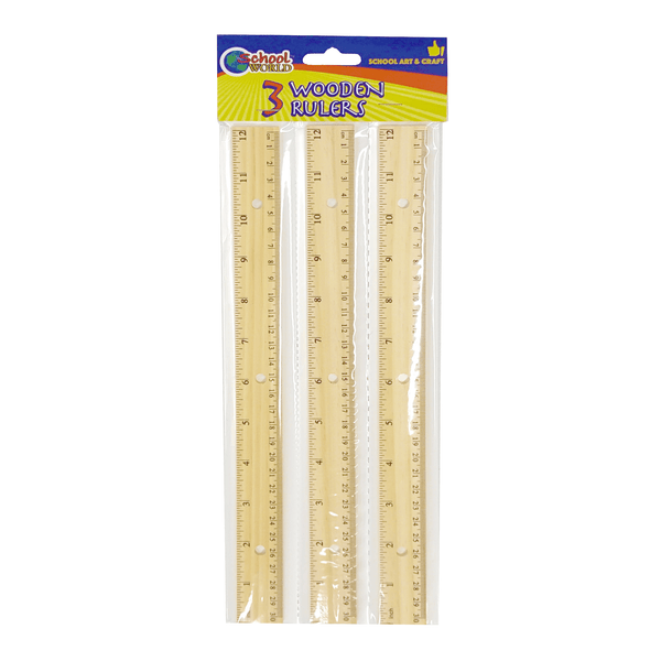 School World 12 Inch Wooden Ruler 3 Pack - Pepe Ganga Online ...